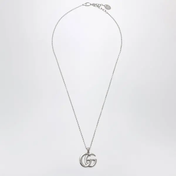 Gucci Gg Marmont Necklace With Double G Pendant - Silver