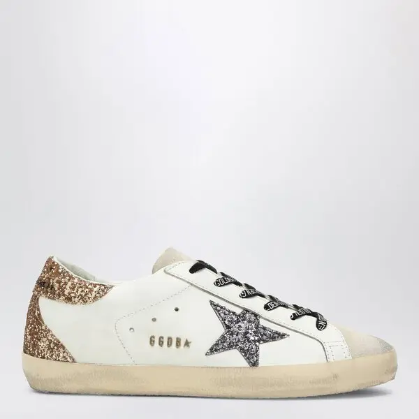 GOLDEN GOOSE Leather Low Top Sneakers With Sequin Embellishments - White