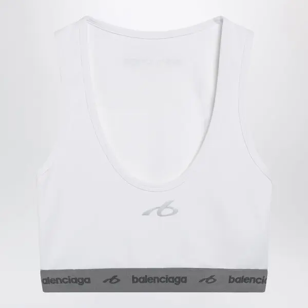 Balenciaga Crew Neck Bra Top In Technical Fabric - White