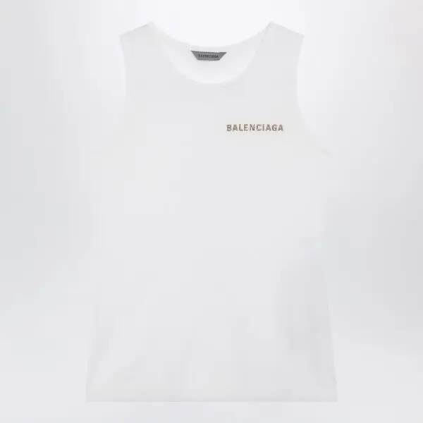 Balenciaga Cotton-blend Knit Tank Top - White