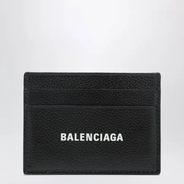 Balenciaga Cash Card Holder In Grained Leather - Black
