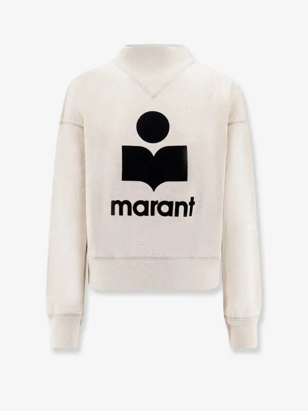 Isabel Marant Étoile Moby" Mock Neck Sweatshirt With Embossed Logo - Cream