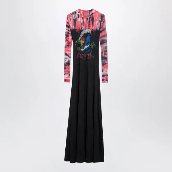 Balenciaga Extreme Tie Dye Jersey Dress - Black