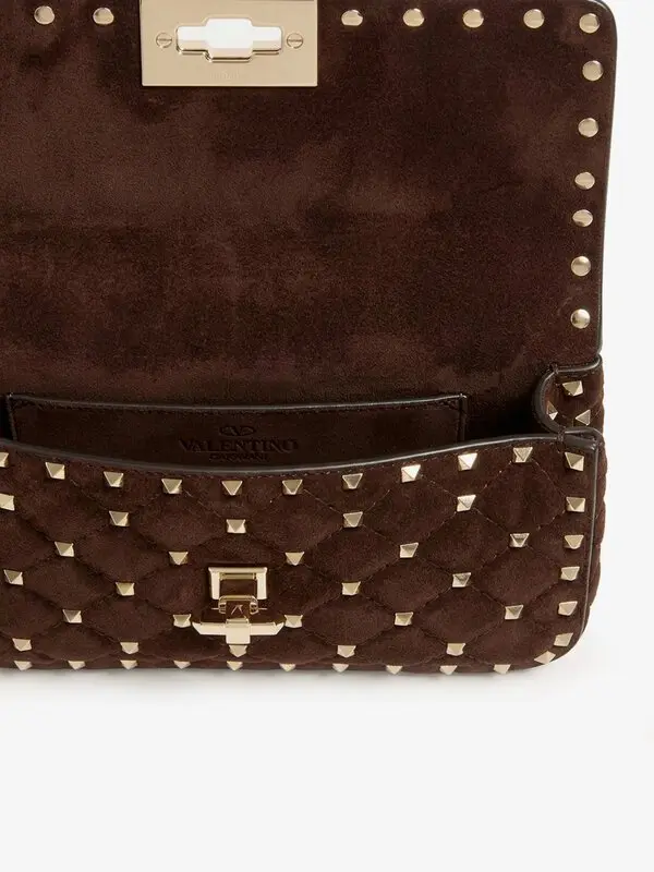 Valentino Garavani Rockstud Spike Suede Crossbody Bag With All-over Studs - Multicolor
