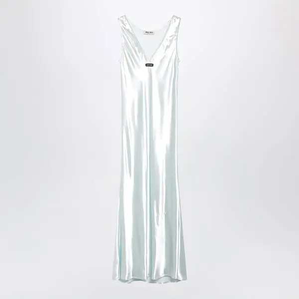 Miu Miu Shiny Viscose Sleeveless Dress - Blue