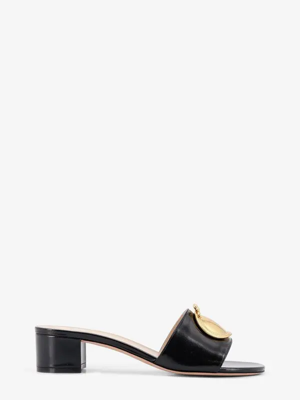 Dior Leather Sandals With Medallion Logo - Multicolor