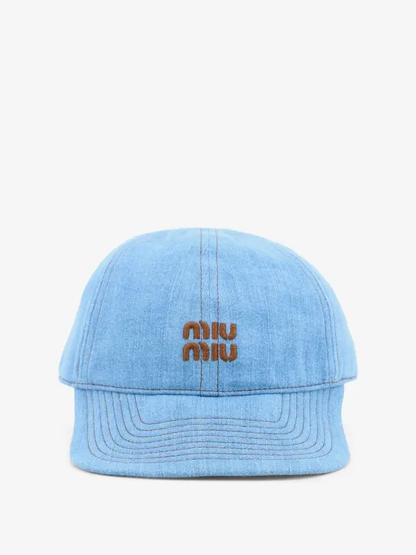 Miu Miu Cotton Hat With Embroidered Logo On The Front