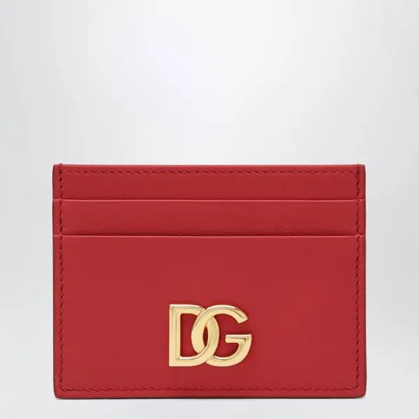 Dolce & Gabbana Leather Card Holder With Dg Logo - Red