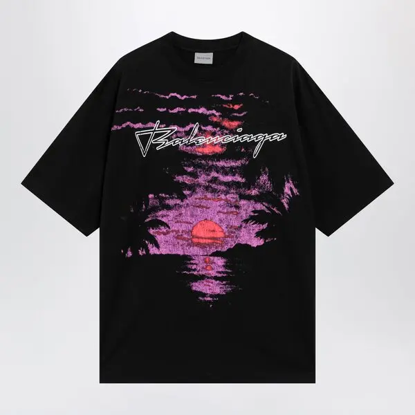 Balenciaga Cotton Jersey Dream Motif T-shirt - Black