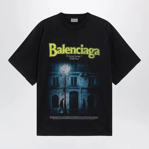 Balenciaga Cotton Oversized T-shirt With Logo Print - Black