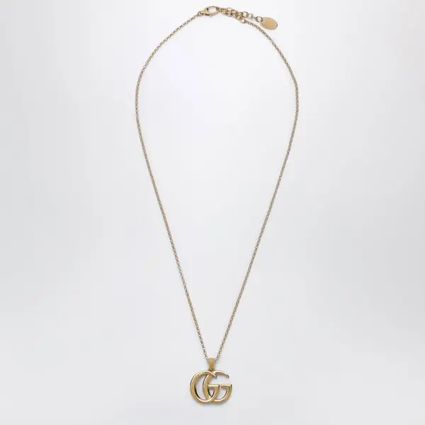 Gucci Gg Marmont Necklace With Double G Pendant - Silver