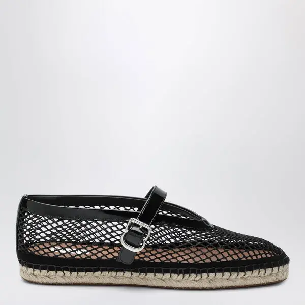 Alaïa Mesh And Patent Leather Espadrilles - Black