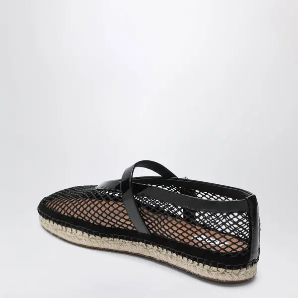 Alaïa Mesh And Patent Leather Espadrilles - Black