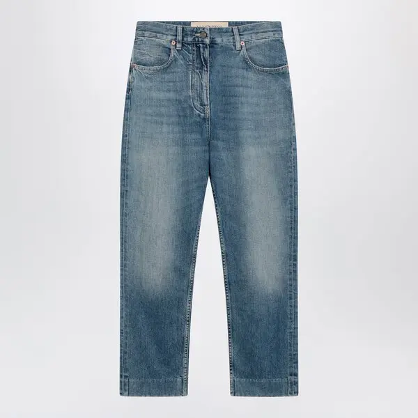 Valentino Garavani Medium Denim Jeans With Vpatch Detail - Blue