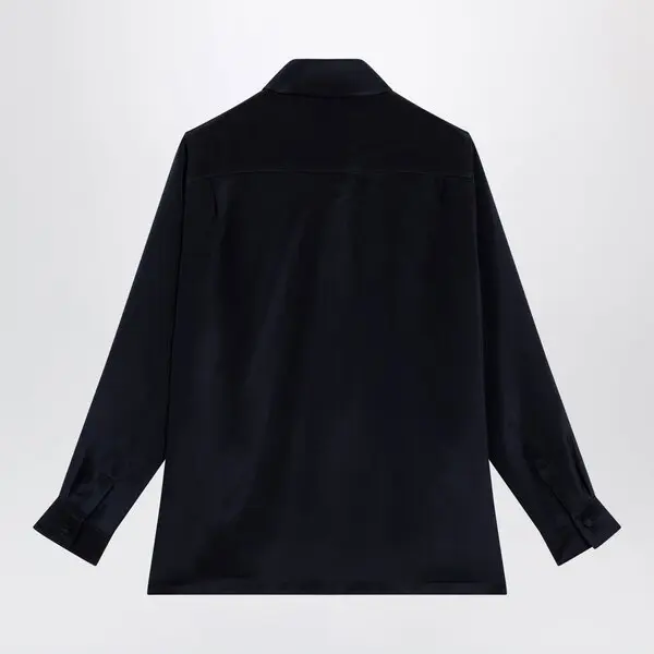 Max Mara Silk Shirt With Embroidered Logo - Blue