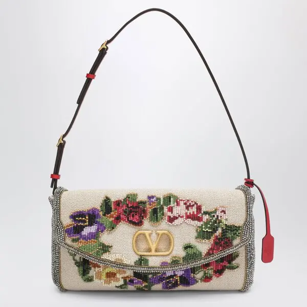 Valentino Garavani Small Devain Shoulder Bag With Floral Bead Embroidery - Multicolor