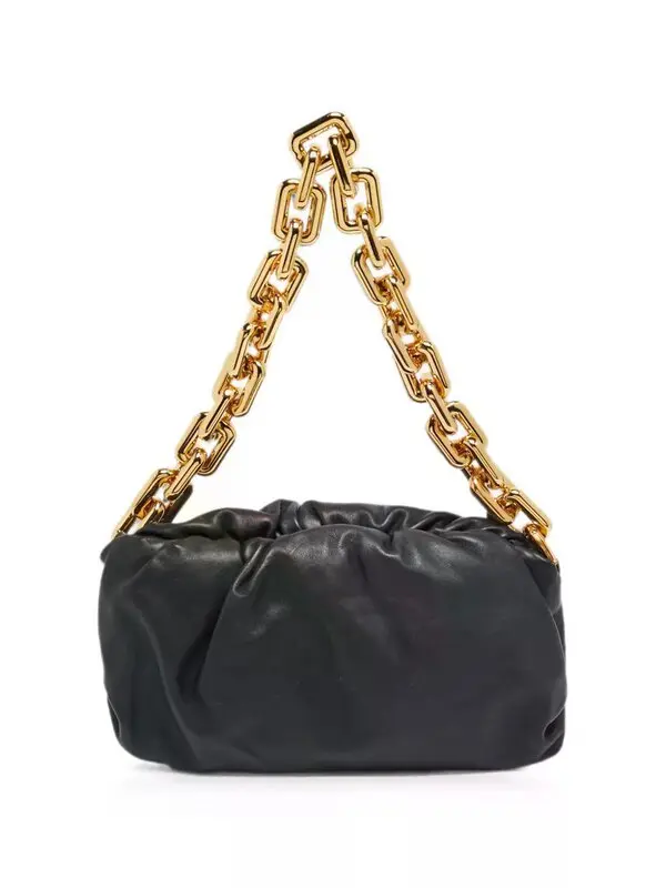 Bottega Veneta The Chain Pouch Leather Clutch Bag - Black