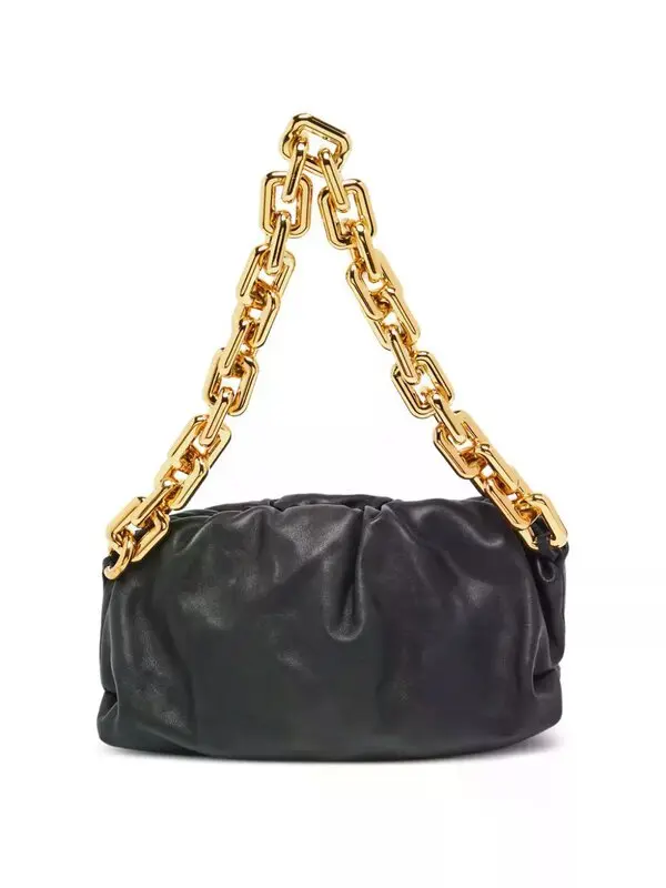 Bottega Veneta The Chain Pouch Leather Clutch Bag - Black