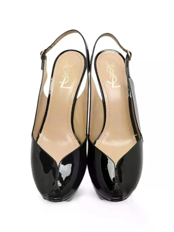 Saint Laurent Patent Leather Platform Slingback Sandals