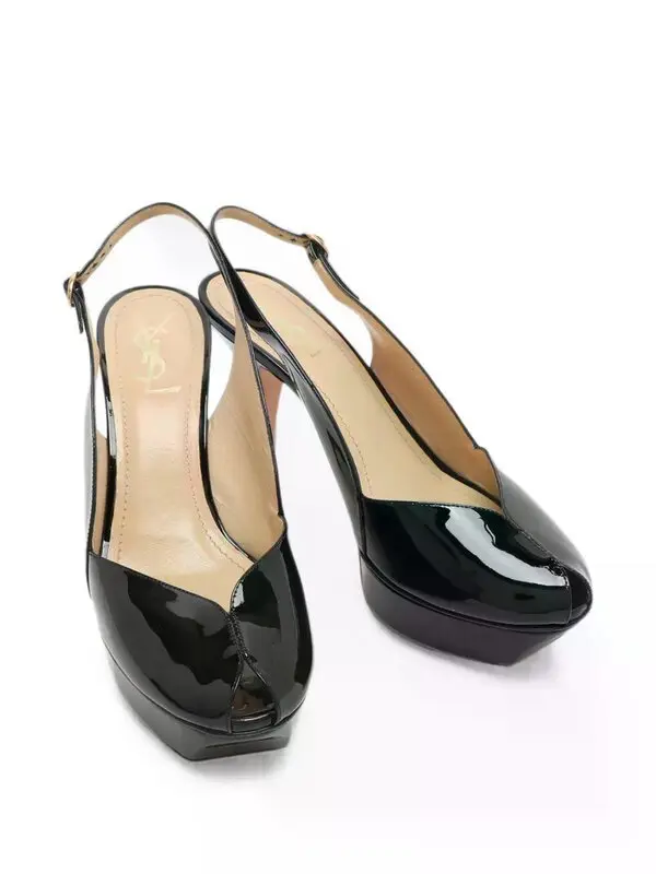 Saint Laurent Patent Leather Platform Slingback Sandals