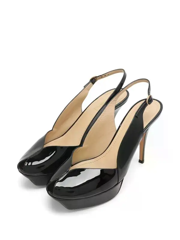 Saint Laurent Patent Leather Platform Slingback Sandals