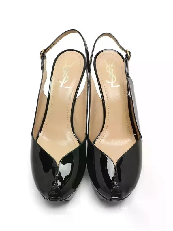 Saint Laurent Patent Leather Platform Slingback Sandals