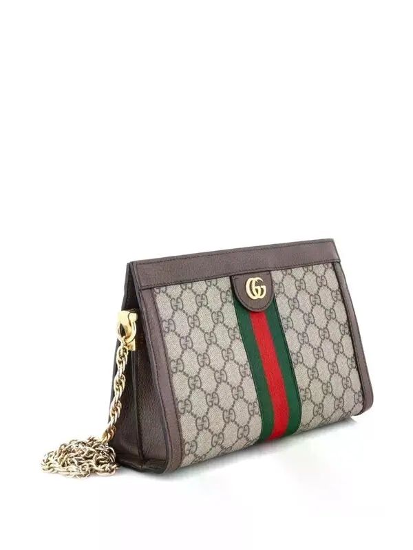 Gucci Ophidia Chain Shoulder Bag In Gg Coated Canvas - Brown