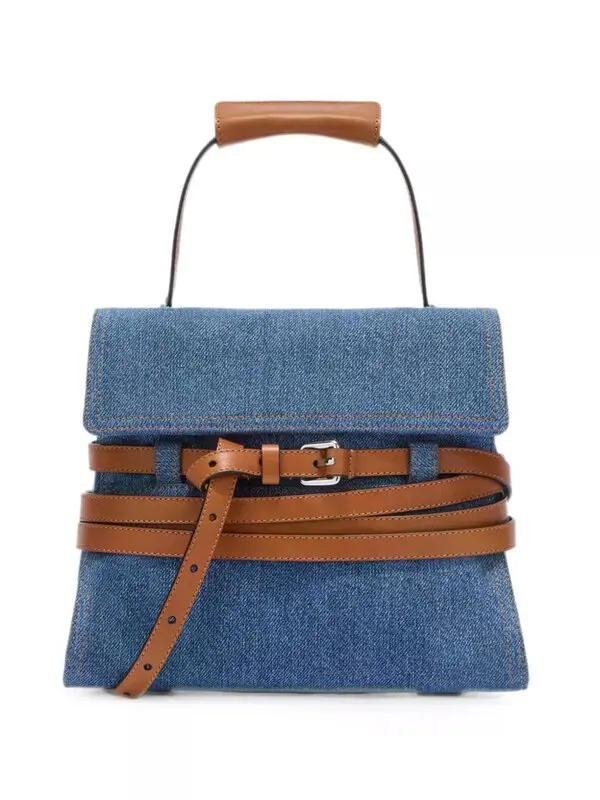 Moschino Belt Detail Denim Shoulder Bag - Blue
