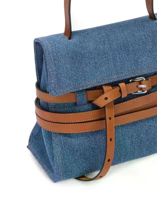 Moschino Belt Detail Denim Shoulder Bag