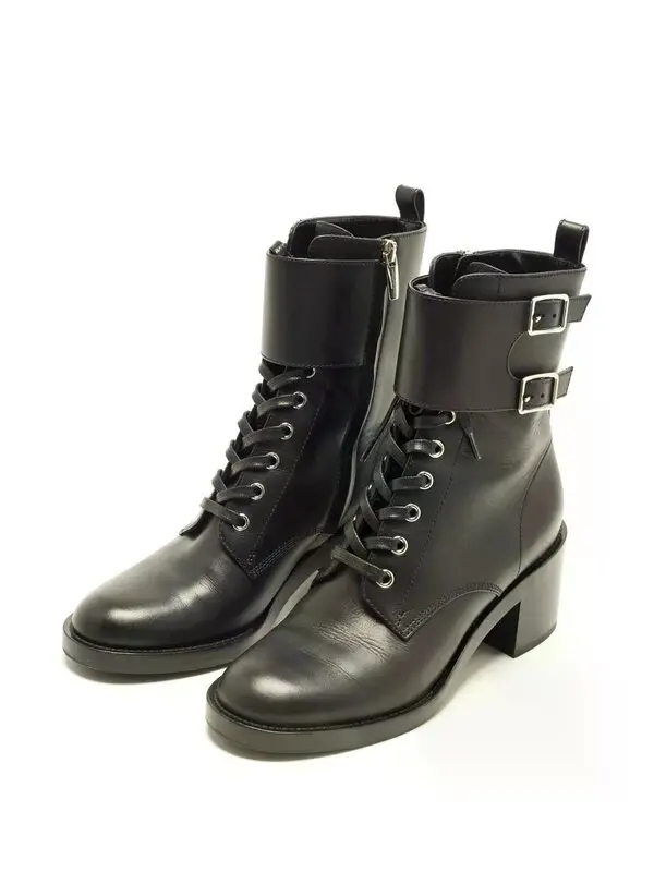 GIANVITO ROSSI Buckled Lace-up Heeled Combat Boots