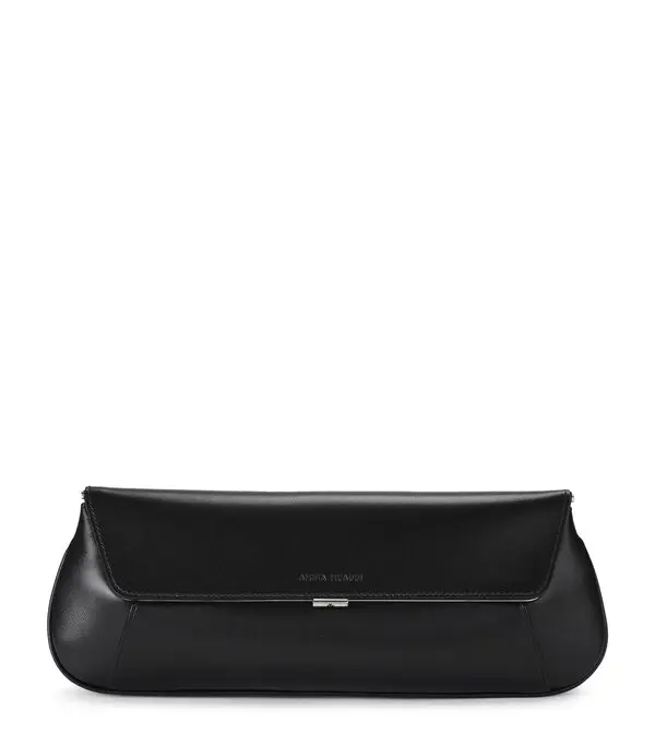 Amina Muaddi Leather Ami Clutch Bag - Black