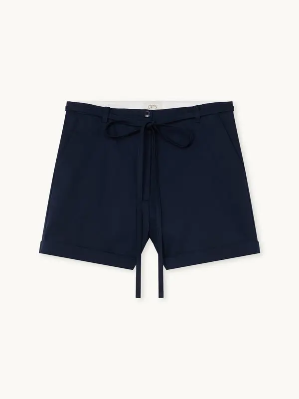 GWYN Arlo Relaxed Fit Belted Shorts With Cuffed Hems