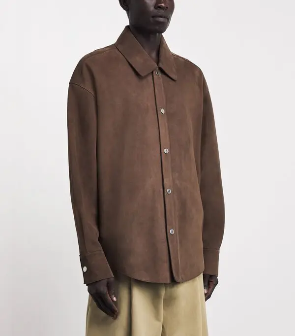 AMI Paris Suede Overshirt - Brown