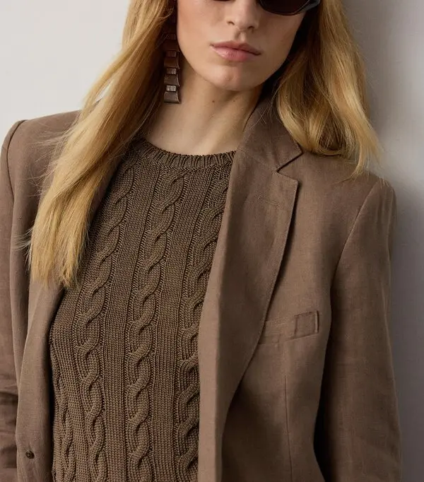 Ralph Lauren Silk-blend Cable-knit Sweater - Beige