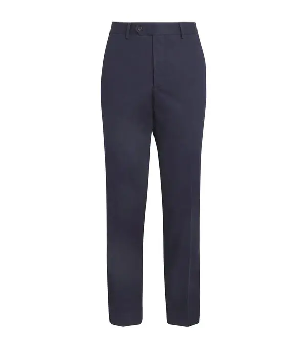 Ralph Lauren Purple Label Wool Gabardine Straight Leg Trousers - Navy