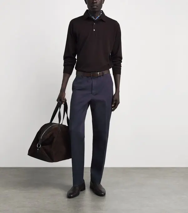 Ralph Lauren Purple Label Wool Gabardine Straight Leg Trousers