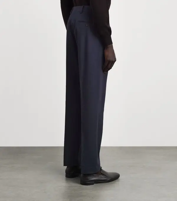 Ralph Lauren Purple Label Wool Gabardine Straight Leg Trousers