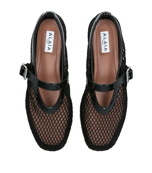 Alaïa Mesh-leather Espadrille Ballet Flats - Black