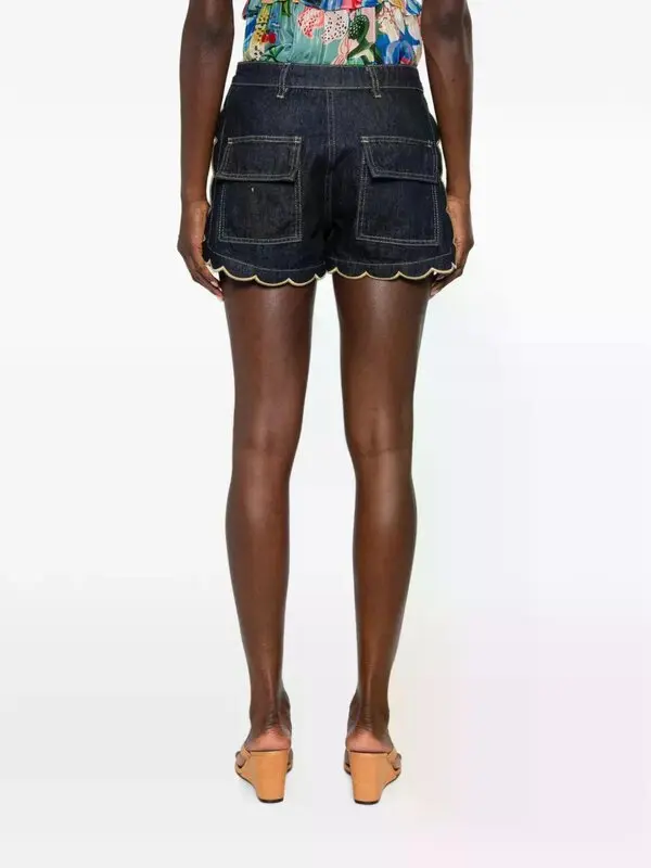 Farm Rio Scalloped-edge Pleated Shorts