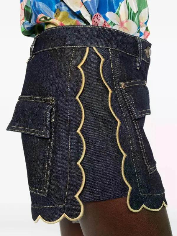 Farm Rio Scalloped-edge Pleated Shorts