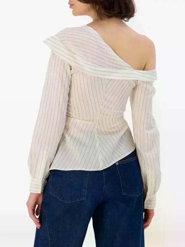 OCCLEUS Myla Striped Off-shoulder Shirt