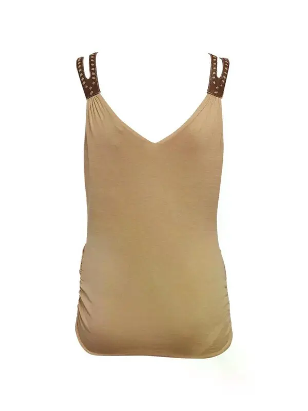 Ralph Lauren Leather-trim Draped Top