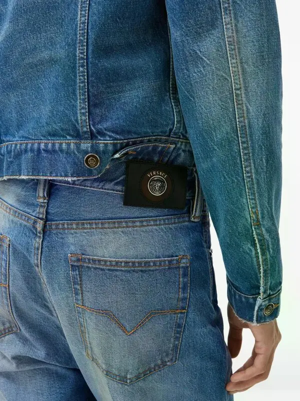 Versace Distressed Straight Leg Jeans