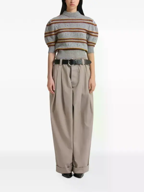 Marni Gray Canvas Pleated Trousers - Neutrals