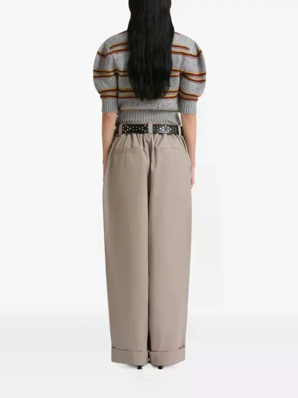 Marni Gray Canvas Pleated Trousers - Neutrals