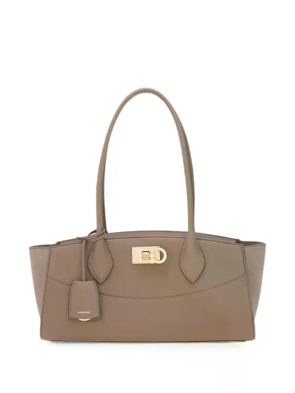 FERRAGAMO Studio Soft East West Bag In Hammered Calfskin