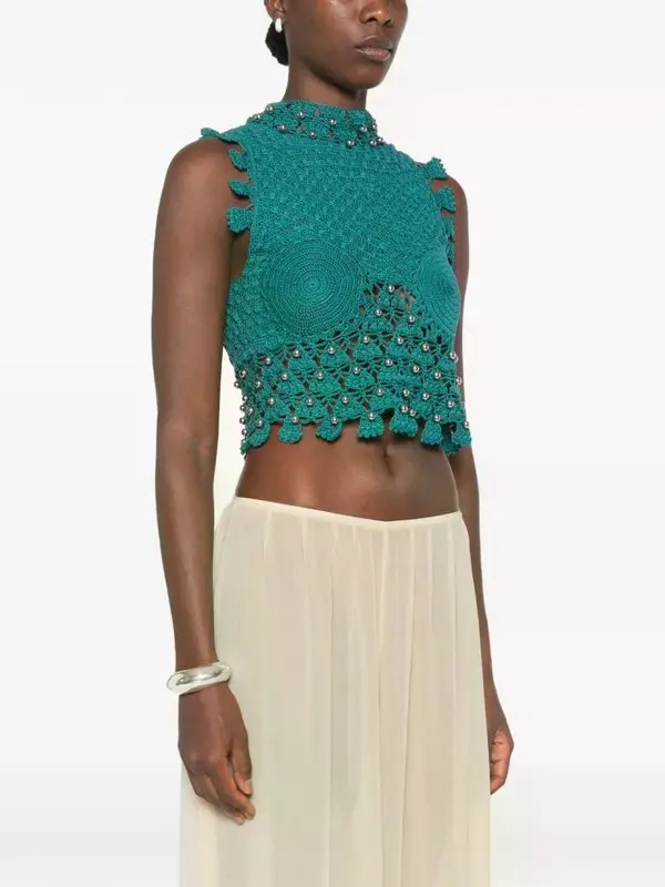 Rabanne Crochet-knit Sphere-embellished Top