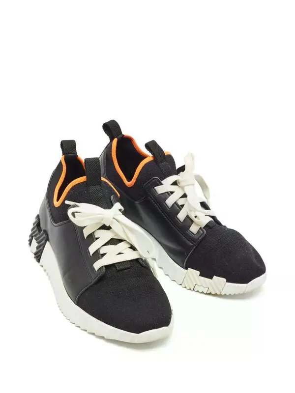 Hermès Canvas And Leather Panel Sneakers
