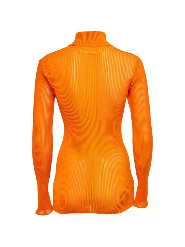 Victoria Beckham Rib Knit Sheer Roll Neck Sweater
