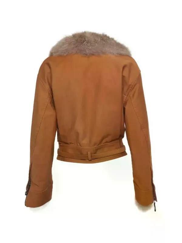 Hermès Belted Fur-collar Jacket